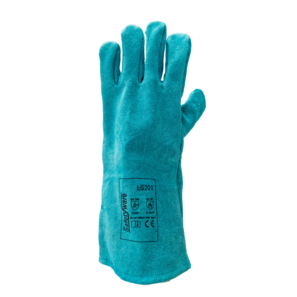 SAFETYWARE High Quality Green Full Split Leather Gloves